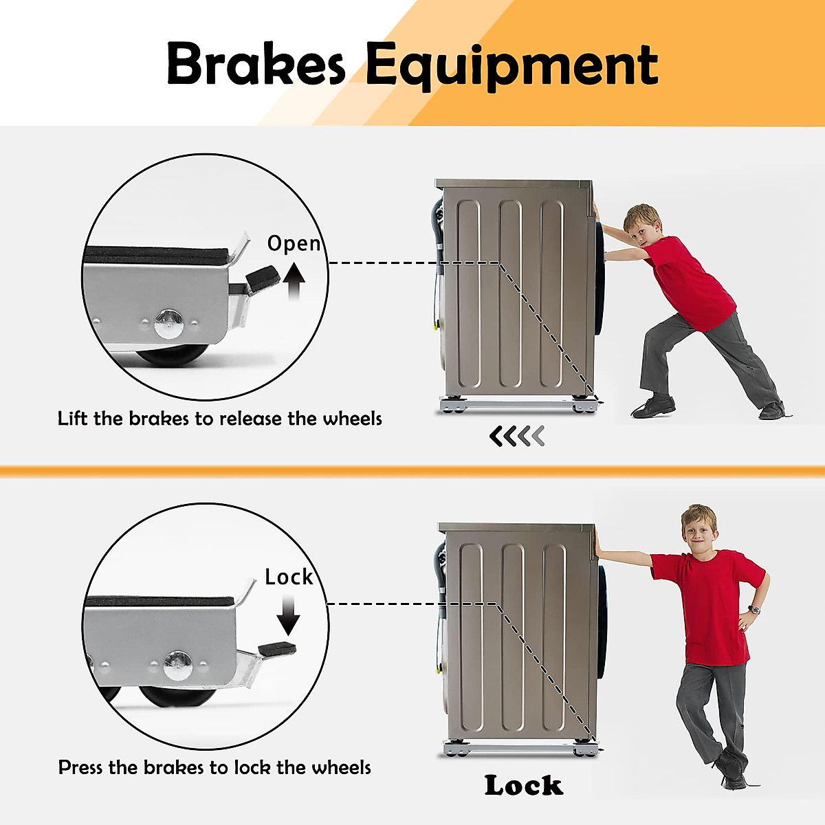 4PCS Extendable Furniture Appliances Rollers, Mover Tools with 24 Roller & Brake Equipment for Heavy Washing Dryer Machine Refrigerator Strong Base Stand Mobile Wheels Grey