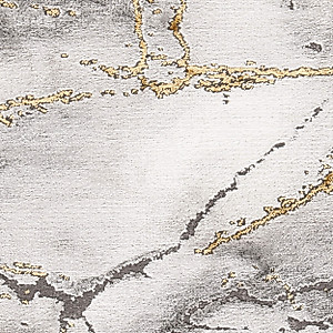 SAFAVIEH Craft Collection Area Rug - 5'3" Square, Grey & Gold, Modern Abstract Design, Non-Shedding & Easy Care, Ideal for High Traffic Areas in Living Room, Bedroom (CFT877F)