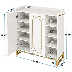 Tribesigns Shoe Cabinet with Doors, White Shoe Storage Cabinet with Adjustable Shelves, 20 Pair Shoe Rack Organizer, Freestanding Shoe Closet for Entryway, Hallway, Bedroom, Living Room