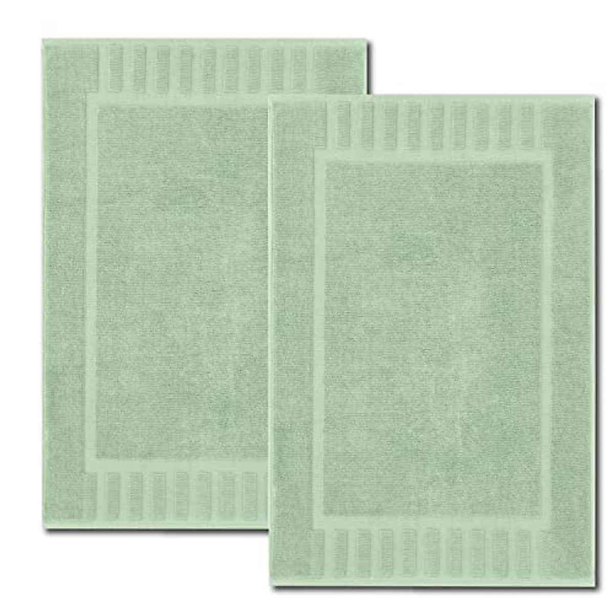 White Classic Luxury Washcloths | 12 Pack Luxury Bath Mat | 2 Pack Bundle (Green)