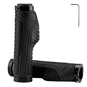 ROCKBROS Mountain Bike Grips Handlebar Bicycle Handlebar Grips Bike Handle Grips Double Aluminum Clamp Lock On Grips for MTB BMX Mountain Bike Handle Bar Ends Black Grey Red Green