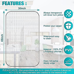 BesWin Chair Mat for Carpets, 30" X 48" Transparent Office Chair Mat for Low Pile Carpeted Floors, Computer Desk Chair Mat for Office Chair on Carpet for Work, Home, Gaming, Easy Glide (Rectangle)