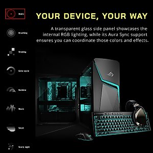 ASUS ROG Gaming Desktop, Intel Core i5-11400F Processor, 16GB DDR4 RAM, 512GB PCIe SSD, NVIDIA GeForce GTX 1660TI 6GB DDR6, WiFi 6, Win 11, Grey, 32GB Hotface USB Card