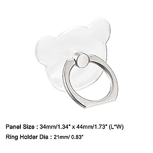 uxcell Transparent Phone Ring Holder, Clear Finger Grip Stand for Phone, Case, Tablet (Bear Shape)