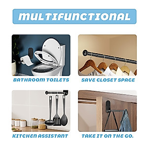 2-Section Stainless Steel Clothes Hanger Storage, Retractable Space Saving Clothes Hanger Storage Organizer, Wall Mount Clothes Rack Organizer, Adhesive or Drilling Installation (Black)