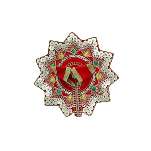 Aditri Creation Set of 2 Ladoo Laddu Gopal Dress Cloth Bhagwan Poshak of Indian God Bal Krishna Dev Vastra for Metal Idol Statue Traditional Holi Festival Decoration(Size:-1-2 No.Dia:-6")(Orange,Red)