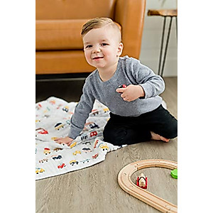 ADDISON BELLE Dream Everything Blanket - 100% Muslin Cotton - Oversized 47 inches x 47 inches - Premium 4 Layer Blanket (Trains)