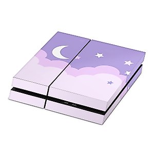 ZOOMHITSKINS Compatible with PS4 Skin, Compatible for Playstation 4, Moon Pastel Purple Pink Kawaii Anime Cloud Stars Night Cute, 1 PS4 Console Skin, Easy to Install, 3M Vinyl Decal, Made in The USA