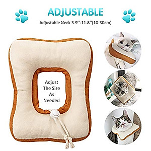 Frienda 2 Pieces Adjustable Cat E-Collar Cat Elizabeth Collar Cute Toast Neck Cone Collar Adjustable Cat Cone Collar with Soft Edge for Kitten and Cats