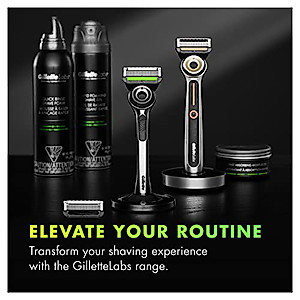 Gillette Mens Razor Blade Refills with Exfoliating Bar by GilletteLabs, Compatible Only with GilletteLabs Razors with Exfoliating Bar and Heated Razor, 4 Razor Blade Cartridges