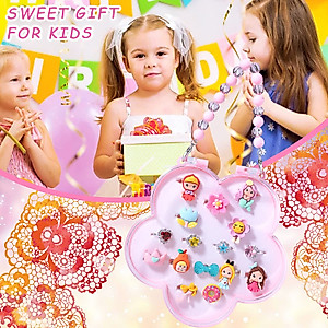 PinkSheep Little Girl Jewel Rings in Box 16PC Princess Ring Adjustable Girl Pretend Play and Dress Up Rings