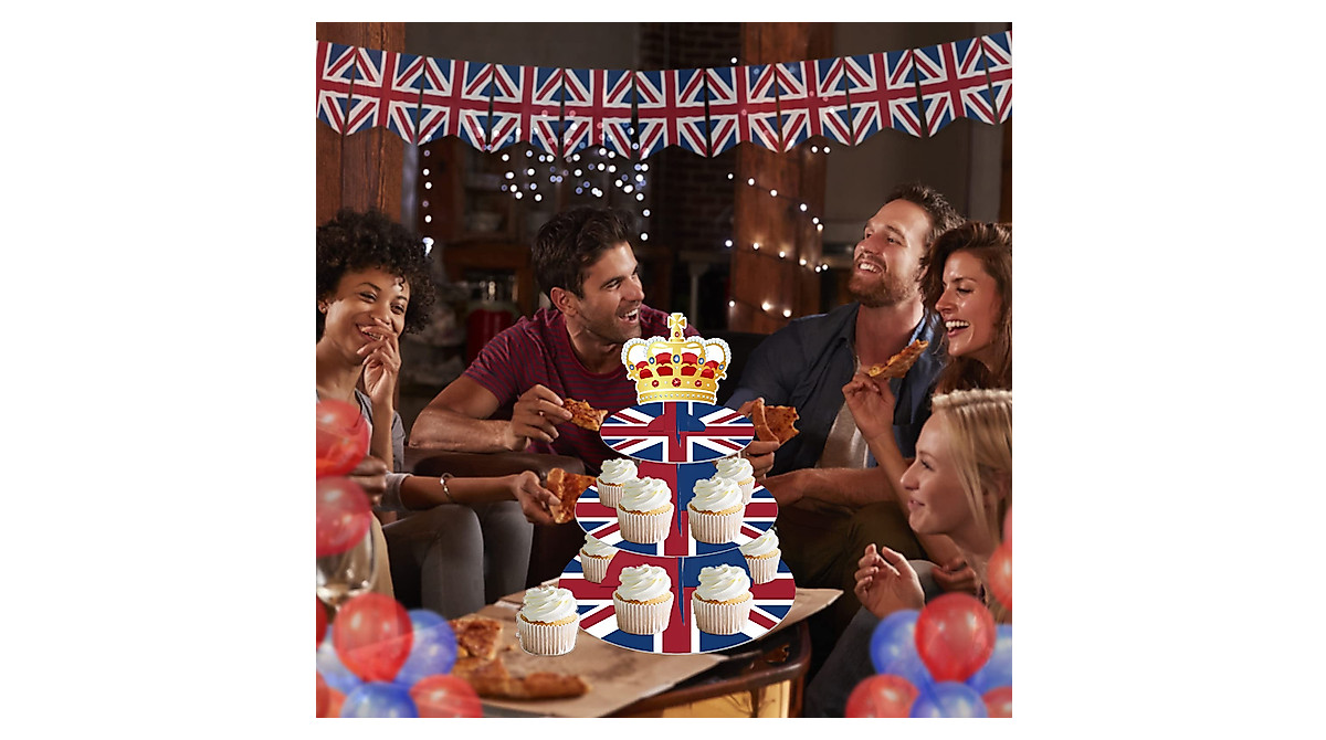 British Flag 3-Tier Cupcake Stand for Party Decor