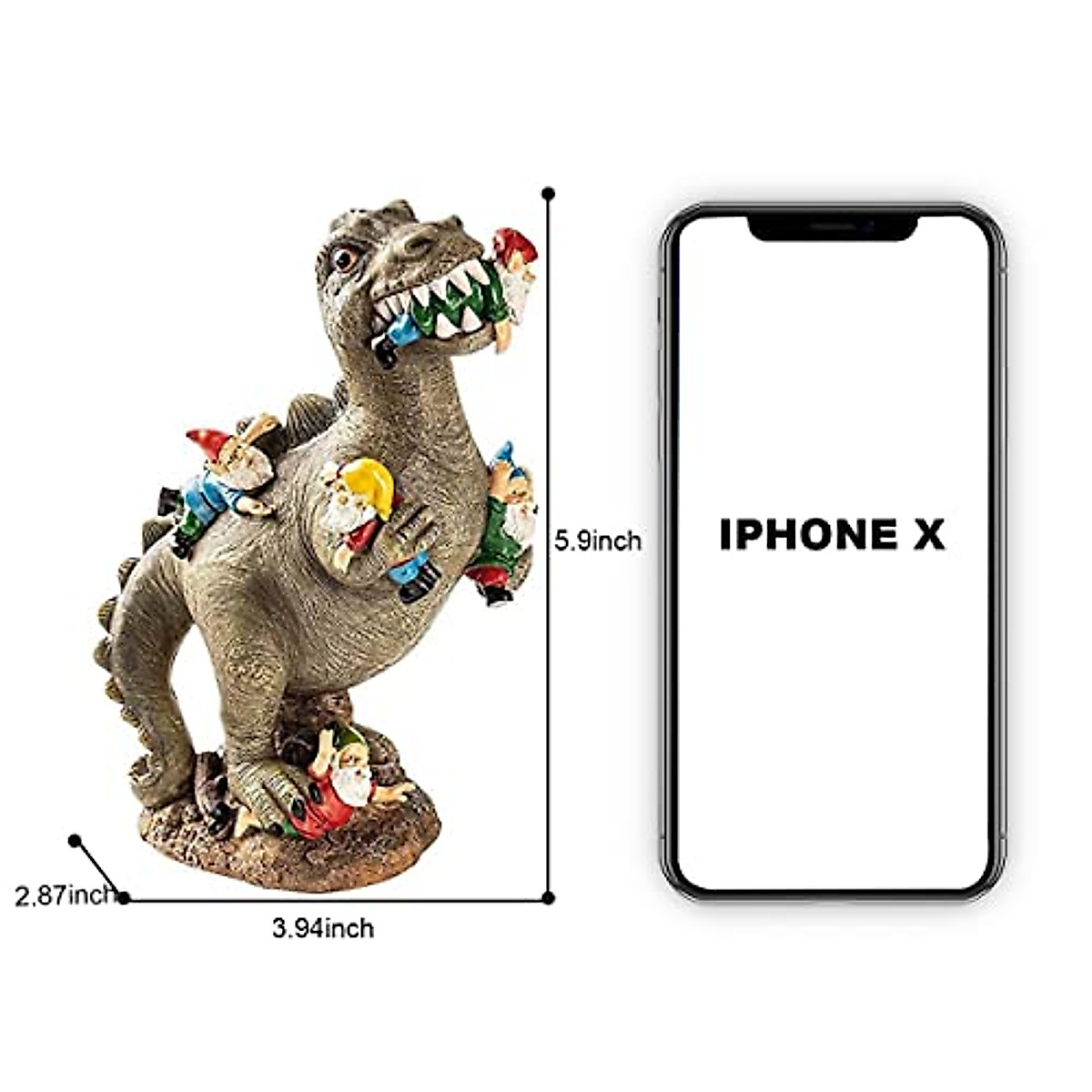 XHSP Dinosaur Eating Elves Garden Statue, Outdoor Decoration, Outdoor Terrace, Lawn, Courtyard Art Decoration, Garden Gift (Small, Light Color)