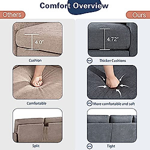 JAMFLY 79'' Convertible Sectional Sofa Couch, 3-seat L-Shaped Wide Reversible Couch with Modern Linen Fabric, Small Space Sofa for Living Room, Apartment and Office (Dark Gray)