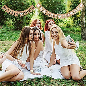 2 Pieces Bride to Be Banner Bride Sign Burlap Banner Bridal Shower Decorations Rustic Bunting Garland for Party Decorations Supplies (Black, White)