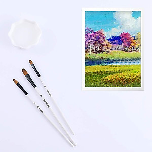 GETHPEN Filbert Paint Brushes Set, 12 PCS Artist Brush for Acrylic Oil Watercolor Gouache Artist Professional Painting Kits with Synthetic Nylon Tips