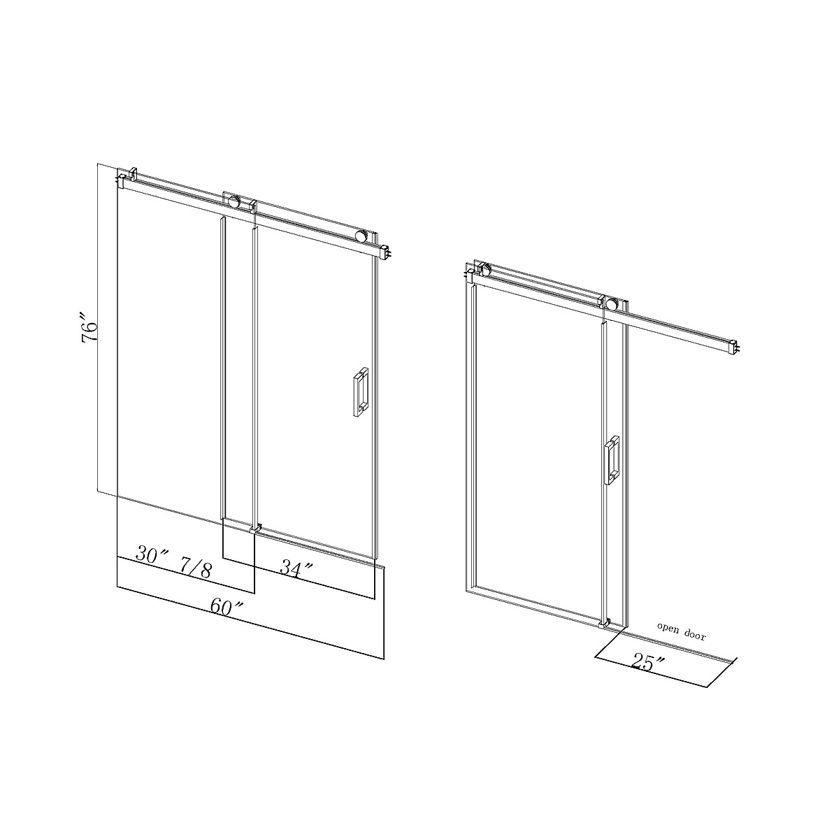 Jintop 56 to 60 in. W x 76 in. H Frameless Soft-Close Shower Door with Premium 3/8 Inch (10mm) Thick Tampered Glass,Bathtub W/Single Sliding Doors,Brushed Nickel