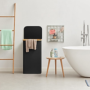 Lifewit 100L Laundry Basket with Lid, Clothes Hampers for Laundry with Bamboo Handles and A Removable Laundry Bag, Large Foldable Laundry Hamper for Bedroom, Bathroom, Dorm, Laundry Room, Black