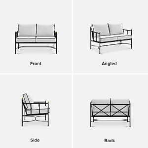 mopio Odelia Patio Loveseat, Small Outdoor Couch, Sofa, Conversation Piece, for Outside Lounging at Lawn, Front Porch, Balcony, Apartments, Yard, Bistro