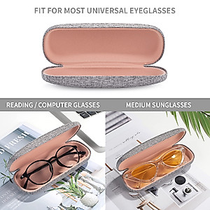 Marvolia Glasses Case Hard Shell Eyeglasses Case Linen Fabrics Protective Case for Sunglasses Eyeglasses with Cleaning Cloth for Men Women - Grey