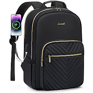 LOVEVOOK Laptop Backpack for Women,Laptop Bag for Women 15.6 inch,Waterproof Travel Backpack Purse,Stylish Womens Backpack,Work Computer Bags Bookbag Teacher School Back Pack with USB Port,Black