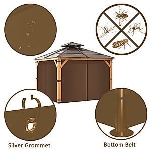 Garden Sunny10'x12' Replacement Gazebo Curtains for Outdoor Waterproof Privacy Sidewall,Universal Shade Curtains Set,Protecting Side Walls- 4-Panels (Only Curtains)-Brown (GSAW)