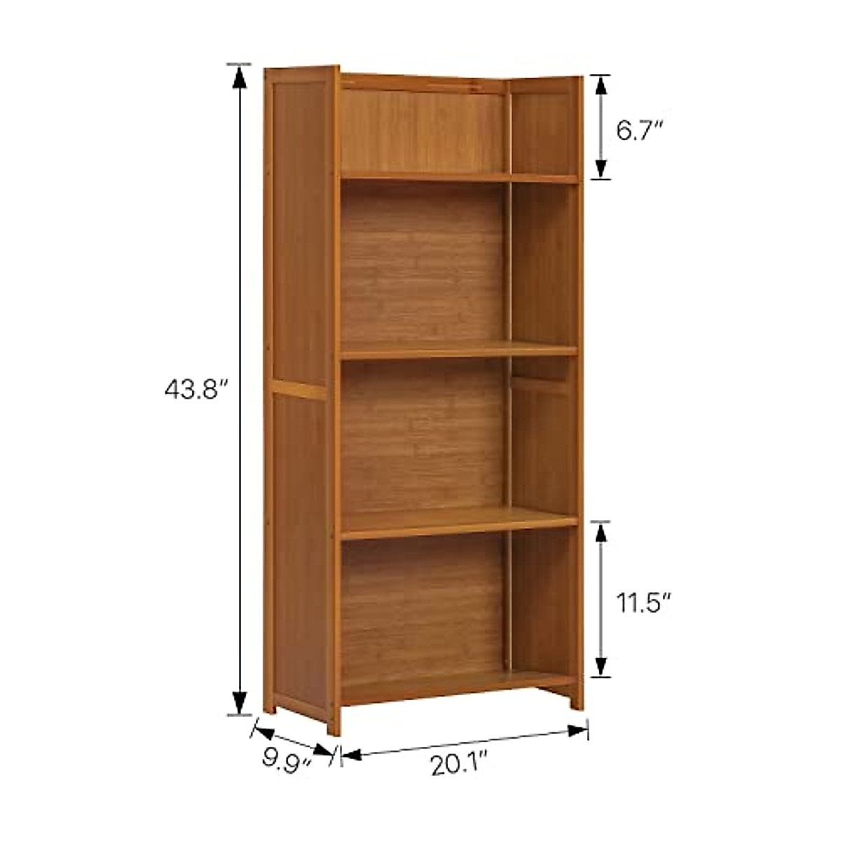 MoNiBloom 4 Tier Bookshelf, Bamboo Display Shelves Bookcase Storage Book Shelves Organizer Freestanding for Living Room Bedroom Office Décor, Brown