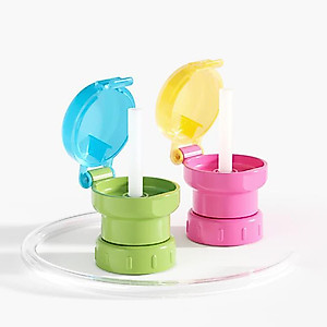 3PCS Bottle Twist Lid, Spill Proof Water Bottle Twist Cover Cap for Juice Soda, Water Bottle Caps with Straw - Random Colour