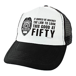 50th Birthday Hats Against The Law at Fifty Funny 50th Birthday Party Supplies 12-Pack Trucker Hats Black