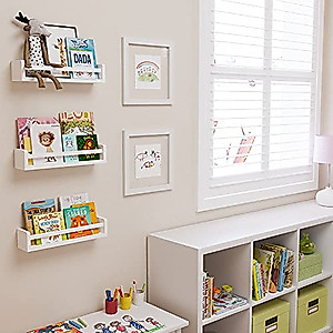 Brightmaison Nursery Book Shelves - Floating Wall Shelves – Baby, Kids, Nursery Wall Decor - Wall Mount Book Organizer Storage Ledge, Display Holder for Toys - Set of 3, Ships Assembled (White)