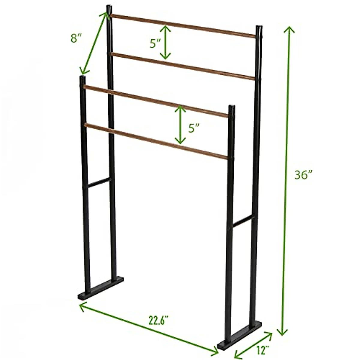 Mind Reader Alloy Collection, 2-Tier Towel Rack with 4 Bars, Drying Stand, Metal, Black