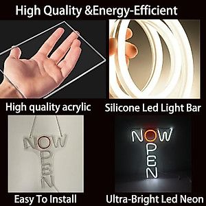 Now Open Neon Sign for Wall Decor,Includes Business Hours and Open Closed Signs,Business Ultra Bright LED Shop Store Florists Bar Salon Cafes Restaurant Pubs Party Stores Hotel (17x13 inch)