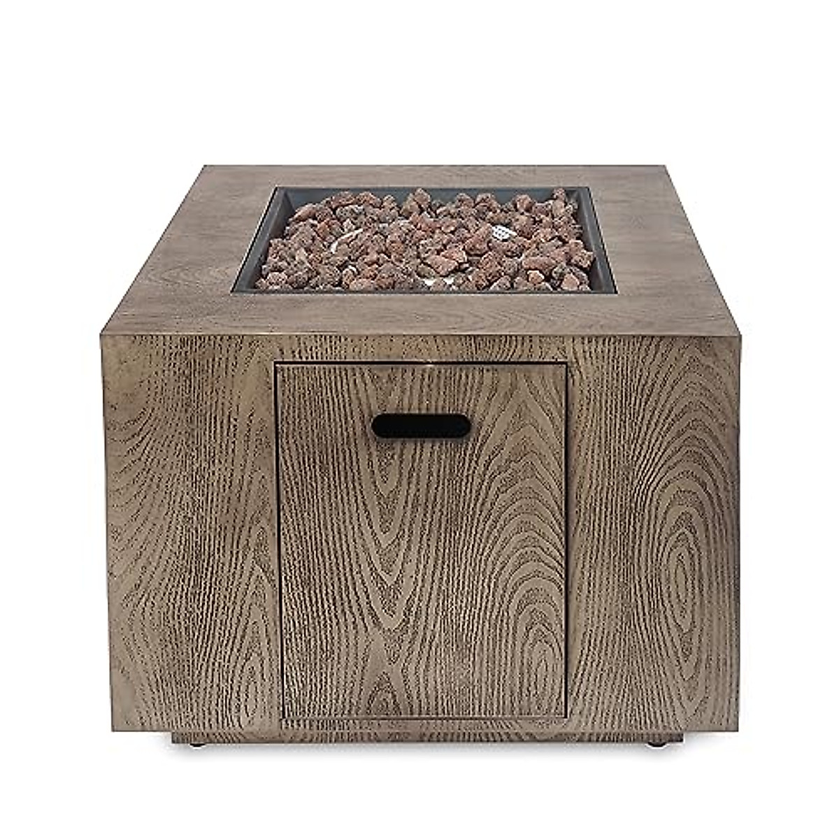 Christopher Knight Home Aaron Outdoor 33-Inch Square Fire Pit, Brown Wood Pattern