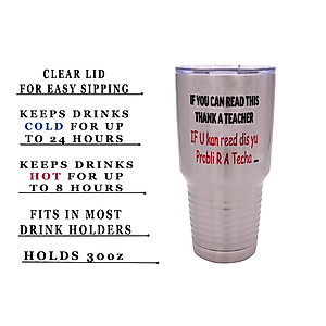 Rogue River Tactical Funny Teacher Large 30oz Stainless Steel Travel Tumbler Mug Cup w/Lid School If You Can Read This Teaching Educator Gift