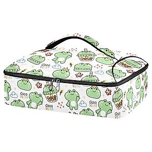 Kcldeci Insulated Thermal Food Carrier Insulated Casserole Carrier for Hot or Cold Food,Cute Frog (2) Insulated Tote Bag for Potluck Cookouts Parties Picnic,Lasagna Lugger