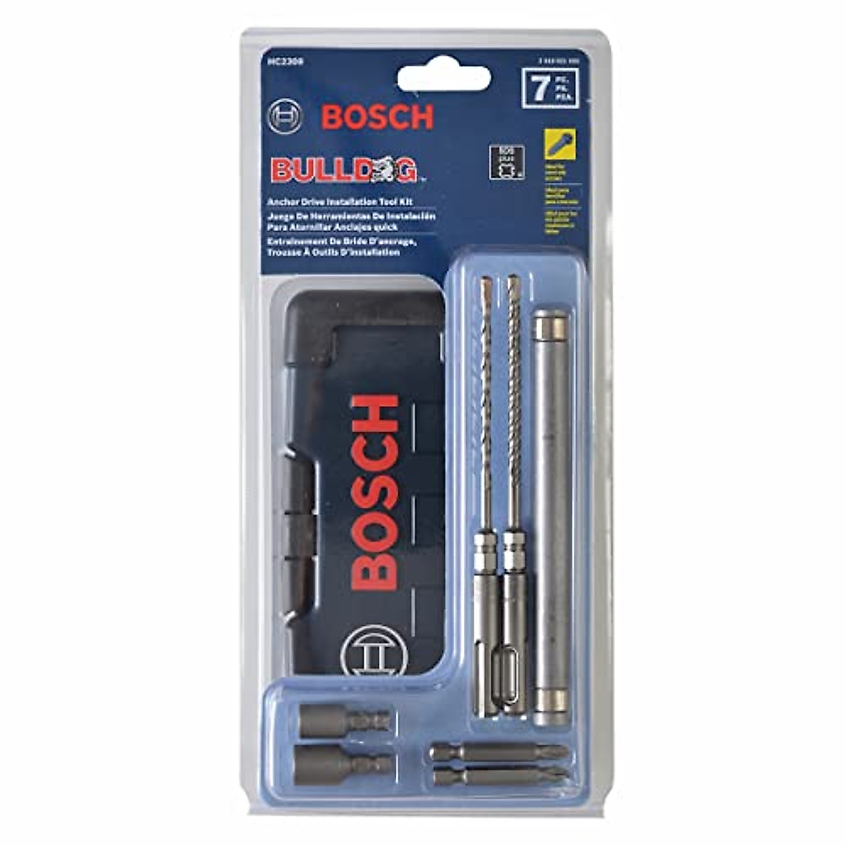 BOSCH HC2309 7-Piece Bulldog SDS-Plus Hex Drive Rotary Hammer Bit Anchor Drive Set