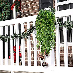 XHXSTORE 3.77 Ft Long Artificial Hanging Plants 2pcs Boston Ferns Faux Ivy Vines UV Resistant Outdoor Plastic Plants for Summer Garden Indoor Home Wall Party Garland Office Decor