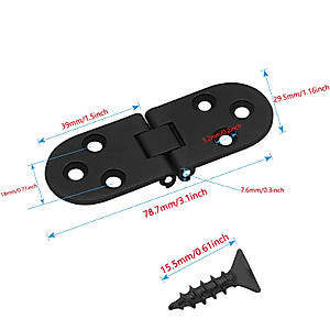 Piutouyar 4PCS Butler Tray Hinge Black, Heavy Duty Folding Flip Top Hinge 180 Degree Round Edge Hinge for Folding Tables Sewing Machine Table Furniture Accessories 3.1inch x 1.16inch