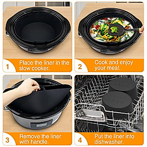 ChefAid Slow Cooker Liners Crock Pot Insert Accessories for 5 6 7 Quart Slow Cookers, 100% Silicone Reusable Liner, Food Safe & Dishwasher Safe (Black)