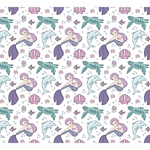 Stesha Party Mermaid Wrapping Paper Dolphin Turtle Ocean Gift Wrap 30 x 20 Inch (3 Sheets)