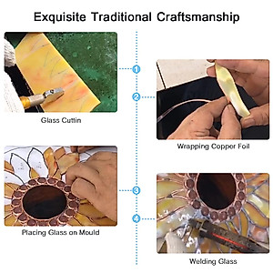 Capulina Mothers Day Sunflower Hummingbirds Gifts Stained Glass Window Hangings Suncatchers Stunning Handicrafts Flower Birds Lovers Gifts for Window Decor