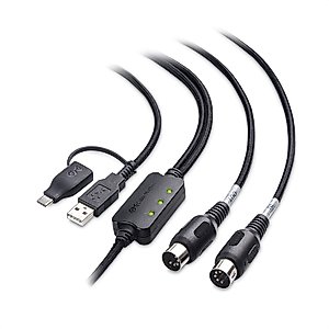 Cable Matters MIDI to USB Cable 6.6 ft / 2m (USB MIDI Cable, MIDI to USB C Cable) in Black, Does NOT Support SysEx