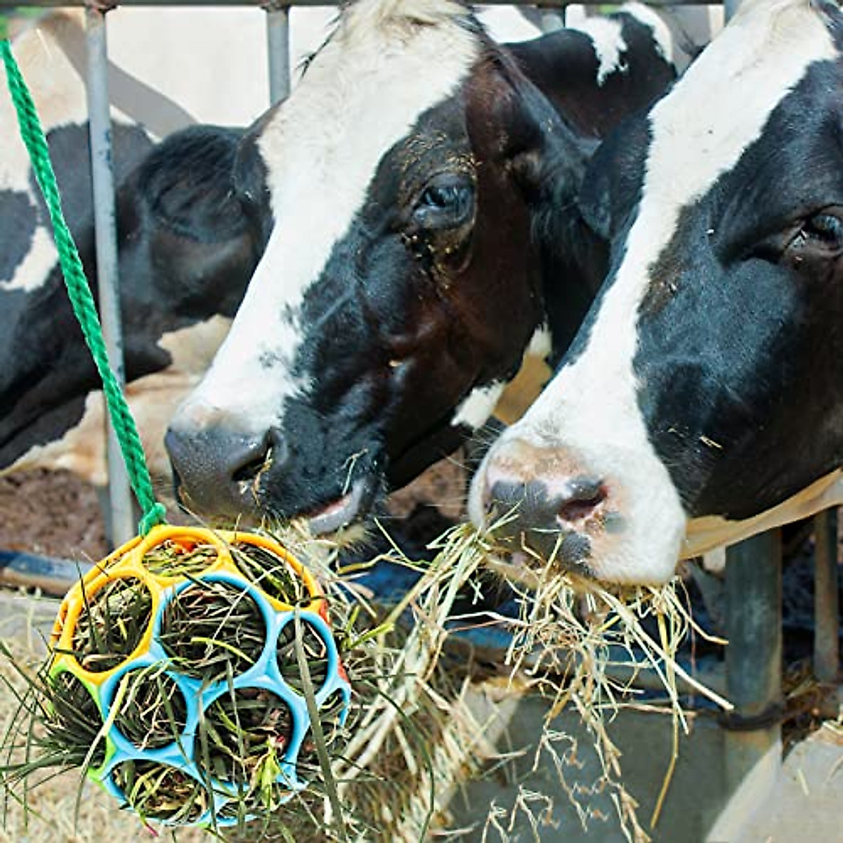 Besimple 2 Pack Horse Treat Ball Hay Feeder Toy, Goat Feeder Ball Hanging Feeding Toy for Horse Goat Sheep Relieve Stress (Colorful)