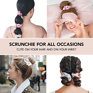 Kitsch Scrunchies for Women's Hair - Velvet Hair Scrunchies | Large Hair Ties for Women | Hair Tie Scrunchies for Girls | Cute Scrunchie & Sleepy Tie | Hair Bands & Ponytail Holders, 5pc (BlushMauve)