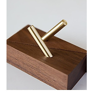 Wall Coat Hook Rack - Set of 4 – Natural Walnut Wood and Solid Brass Hook for Hanging Coats - Wall Mounted Hat Hooks – Nordic Style Decorative Wall Hooks - Hat Hangers for Wall