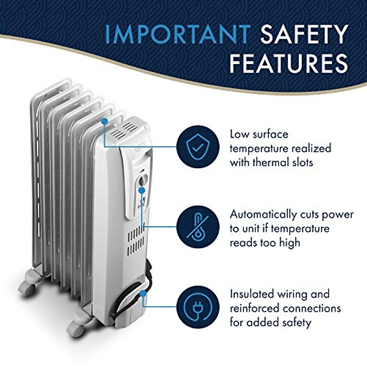 DeLonghi Oil Filled Radiant Heater, 1500W Electric Space Heater - Quiet and Portable with Anti-Freeze Function and Safety Features, TRH0715