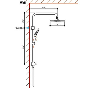 BRIGHT SHOWERS Rain Shower heads system including rain fall shower head and handheld shower head with height adjustable holder, solid brass rail 60 inch long stainless steel shower hose, Chrome