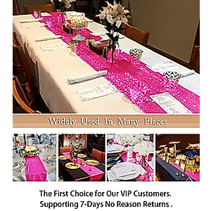 Hot Pink Table Runners Pack of 2 Home Decor Sequin Table Runner Fuchsia 12 by 108 in Wedding Graduation Party Supplies -0214S