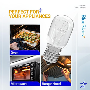 BlueStars 8206232A Whirlpool Microwave Light Bulb Kei 125V 40W Microwave Bulb E17 Fits Whirlpool Maytag Lava Lamps Salt Lamp Bulbs - Replaces 1890433 8206232 AP4512653 (3 Packs)