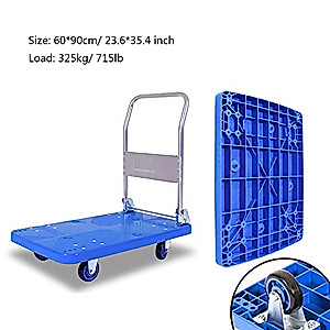 Generic Hand Truck Plastic Platform Truck with Wheels and Foldable Metal Handle for Transport Household Items PC Baggage Moving Hand Trucks Utility Cart (Size : Mute1)